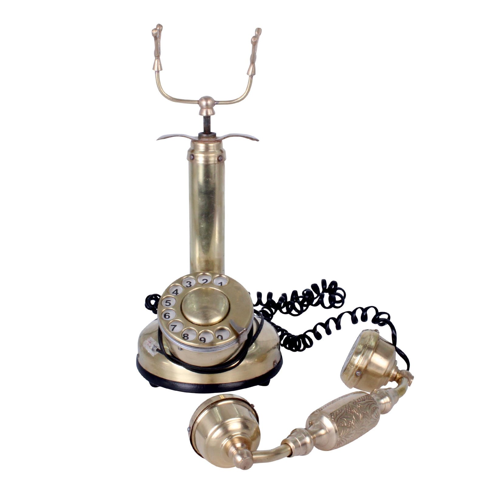Vintage Candlestick Telephone - Brass Retro Rotary Dial Decor - Etsy