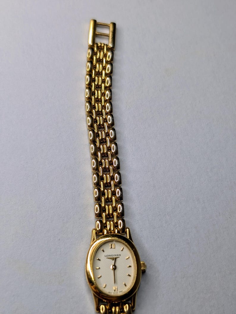 Vintage Longines Gold Plated Watch Small Elegant Chain Wristwatch Oval ...