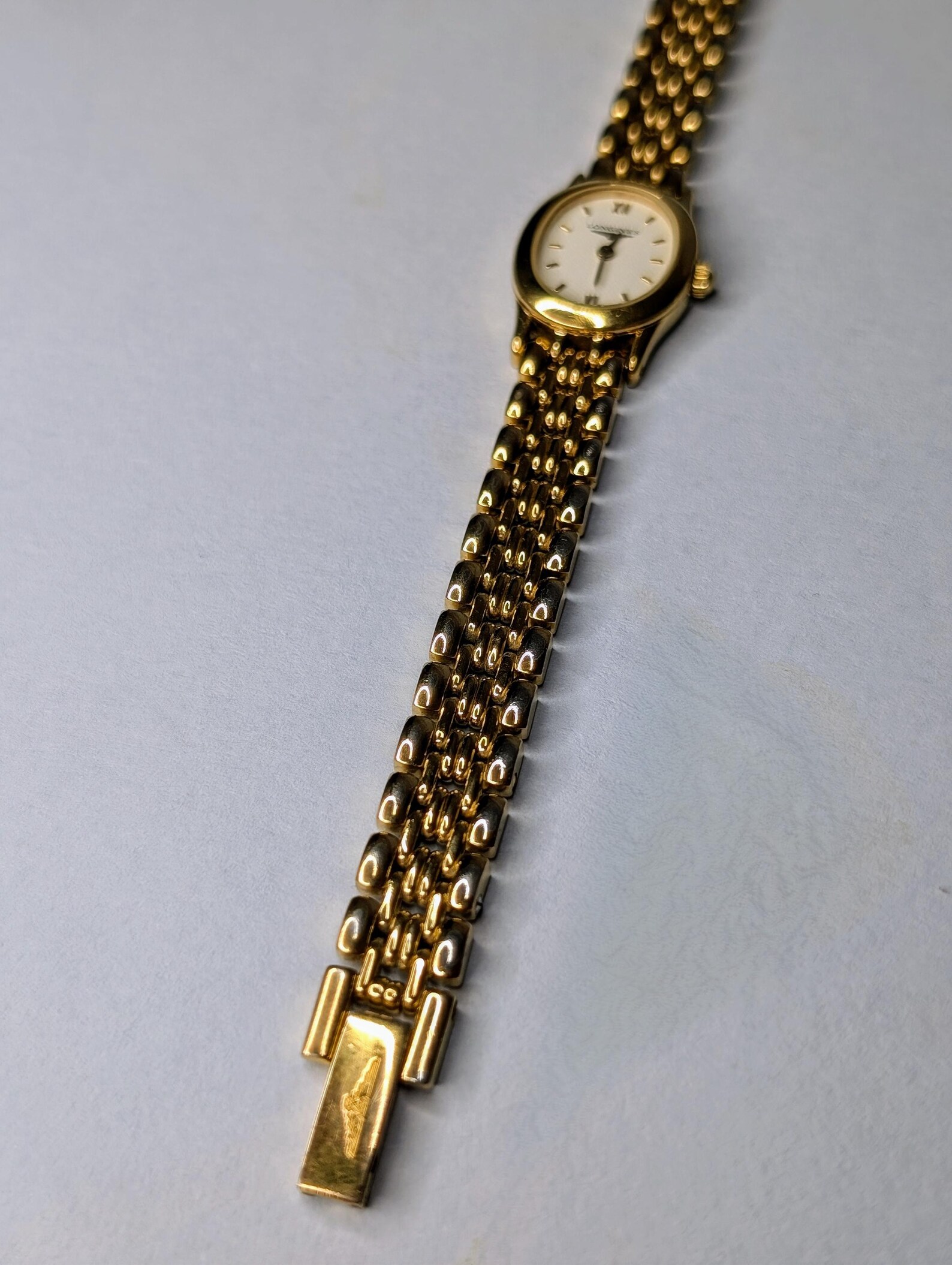 Vintage Longines Gold Plated Watch Small Elegant Chain Wristwatch Oval ...