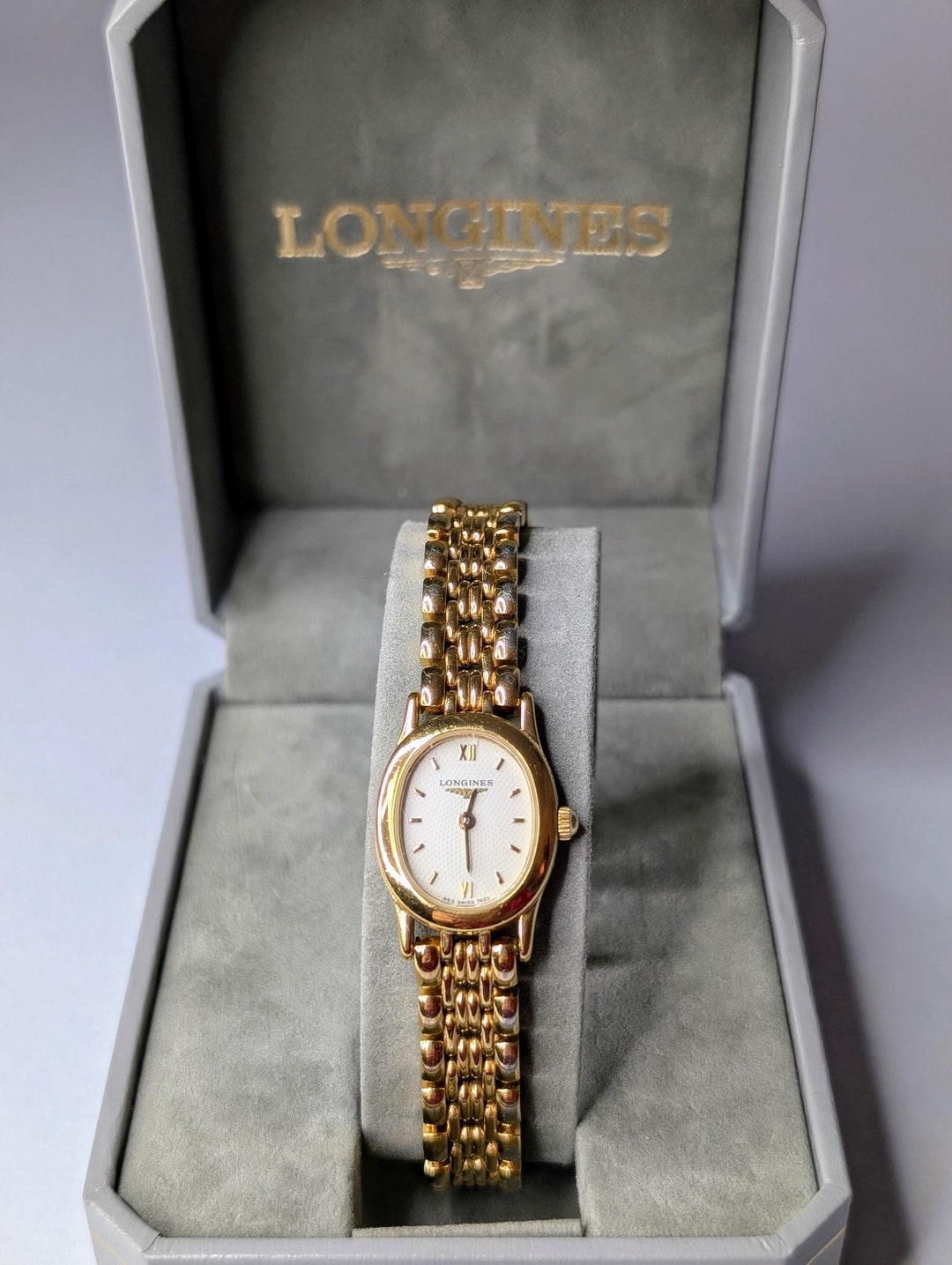 Vintage Longines Gold Plated Watch Small Elegant Chain Wristwatch Oval ...