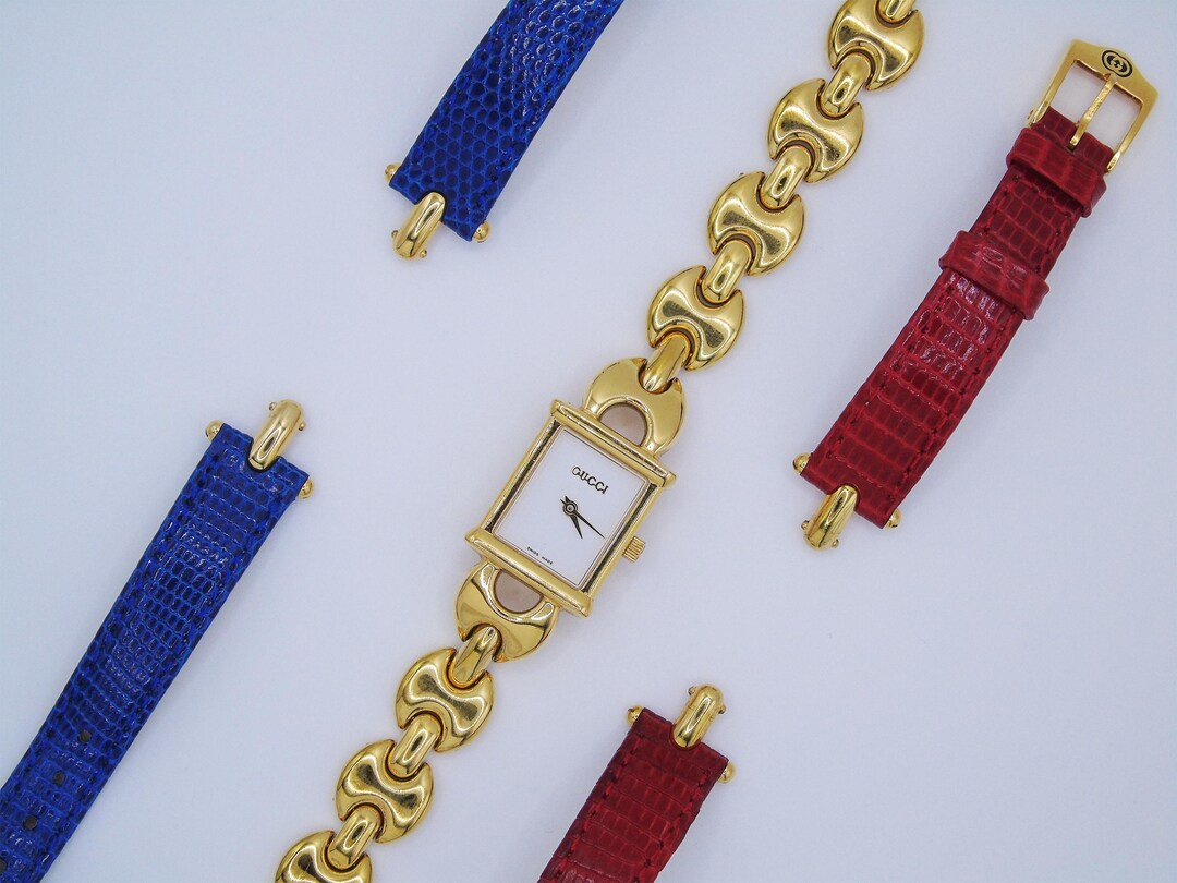 Gucci Ladies Gold Watch – Rare Gucci 1800L Model With Tank Watch Face ...
