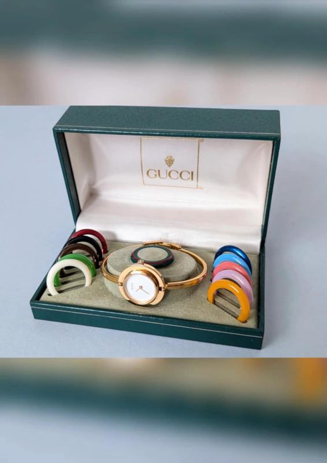 Vintage Gucci Bezel Watch 90s Change Bezel Gold Wristwatch Luxury ...