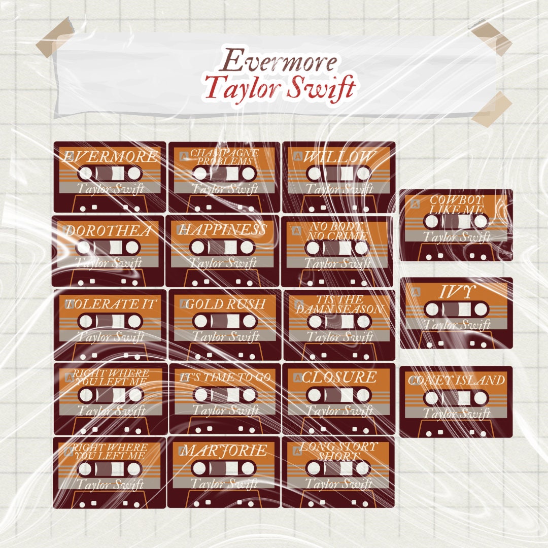 Evermore Taylor Swift Stickers Printable Taylor Swift Evermore Album ...