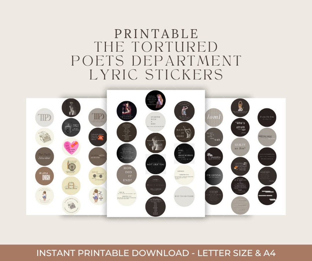 Taylor Swift the Tortured Poets Department TTPD Printable Lyric ...