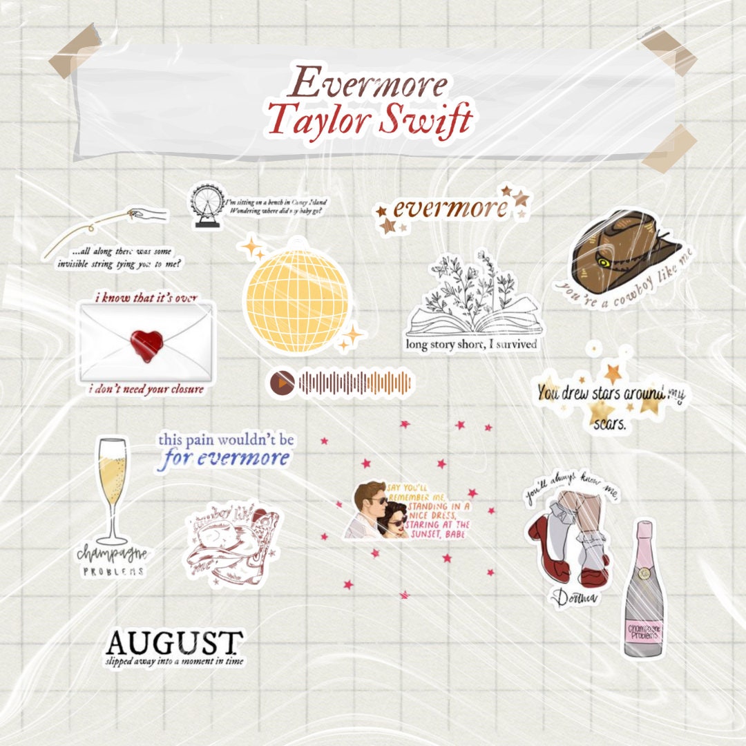 Evermore Taylor Swift Stickers Printable Taylor Swift Evermore Album ...