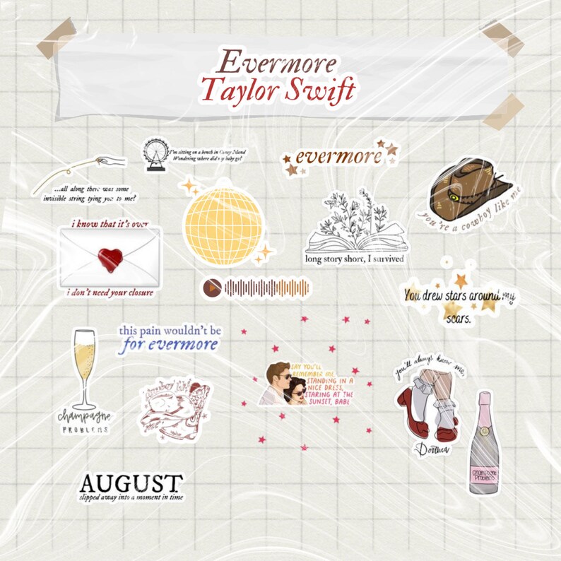Evermore Taylor Swift Stickers Printable Taylor Swift Evermore Album ...