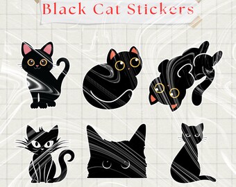 Black Cat Sticker Cat Clipart Animal Clipart Cute Animal Stickers ...