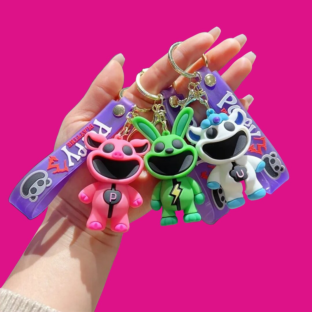 Smiling Critters Keychain, Cartoon Hopscotch Catnap Key Chain for ...