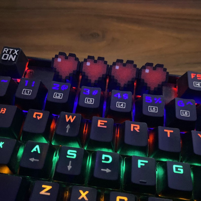 Heart Keycaps Set of 4 Pixel Art Heart Keycaps Keycaps Gamer Keyboard ...