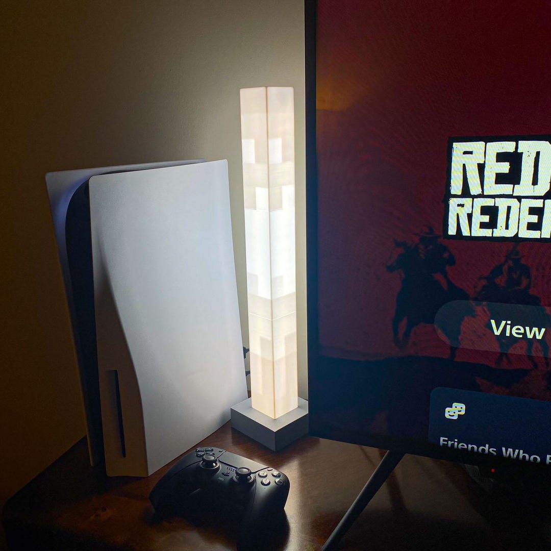 Pixelated End Rod Night Light Unique Room Decor LED Light Lamp Gamer ...