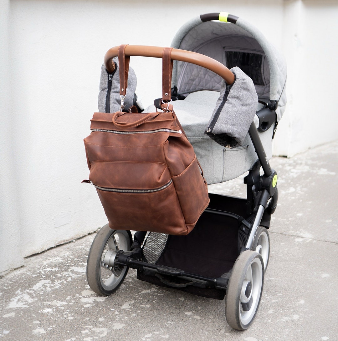 Leather Diaper Backpack for Mom, Large Diaper Bag, Travel Bag for New ...