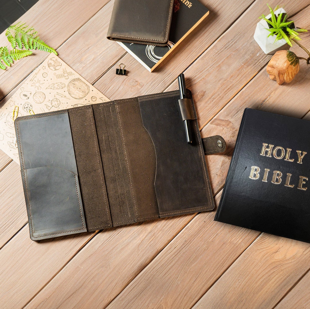 Custom Leather Bible Cover, Personalized Bible Case for Men and Women ...