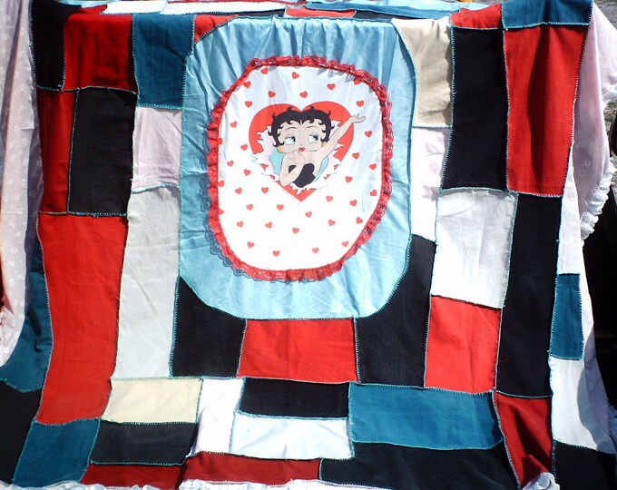 Betty Boop Freestyle Denim Quilt OOAK Shabby Hippy Freestyle Quilts - Etsy