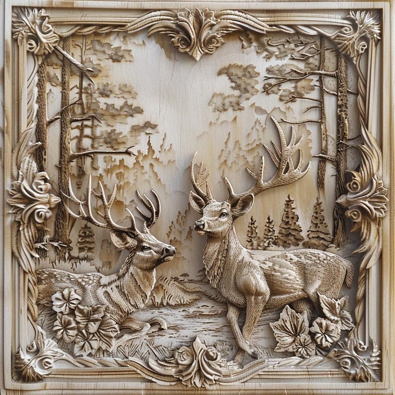 Laser Ready Design, Deer Scenery - Etsy