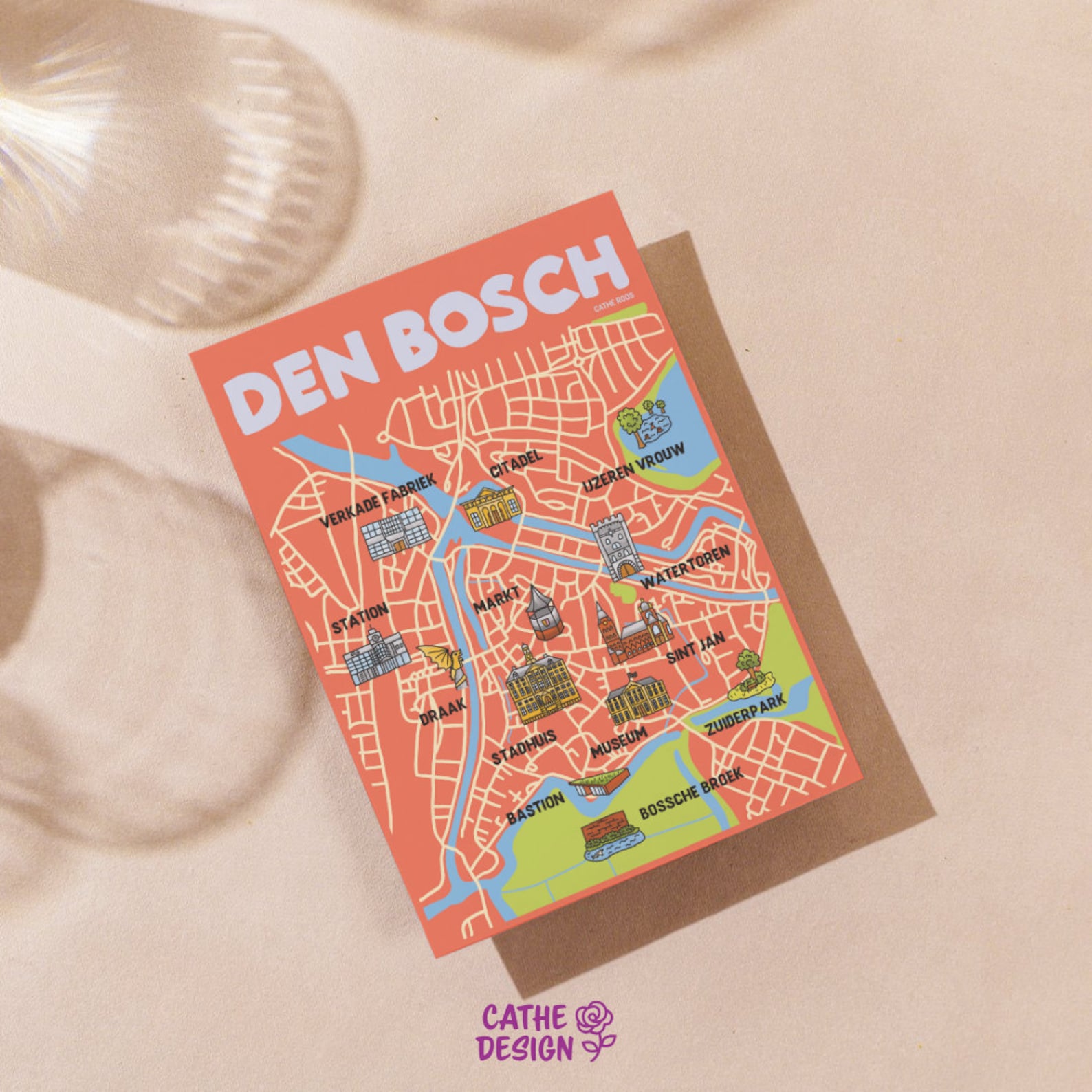 A6 Map Den Bosch - Map Illustration 's-hertogenbosch - Etsy