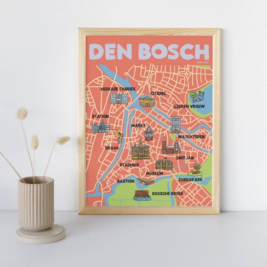 A3 Poster Den Bosch - Map Illustration 's-hertogenbosch - Etsy