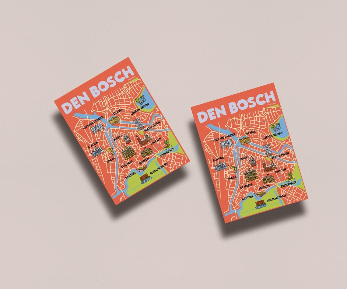 A6 Map Den Bosch - Map Illustration 's-hertogenbosch - Etsy