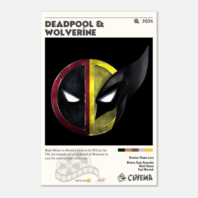 Deadpool & Wolverine Retro Movie Poster, Classic Vintage Poster, Art ...