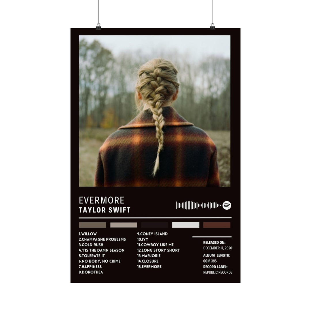 Taylor Swift Evermore Album Poster-discover the Enchanting Follow-up to ...