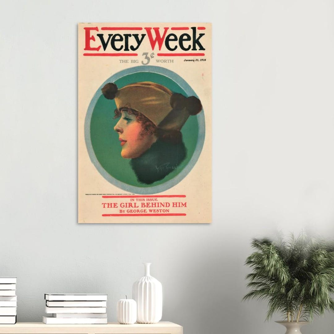 The Girl Behind Him Every Week Magazine 1916 Poster Vintage WWI Era Art ...