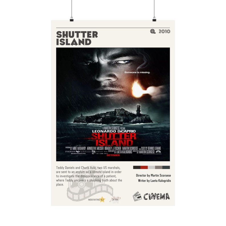 Shutter Island Movie Poster, Classic Vintage Poster, Art Print, Home ...