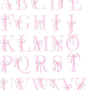 Pink Bow Monogram Print Set: Girly Nursery Wall Art (digital Download ...