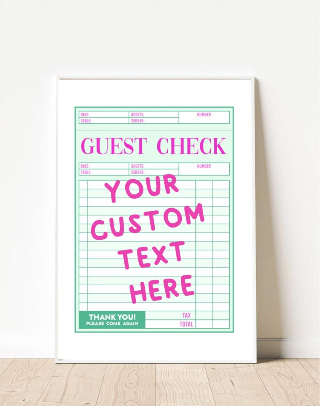 Custom Guest Check Print | Pick From 9 Designs | Apartment Wall Decor ...