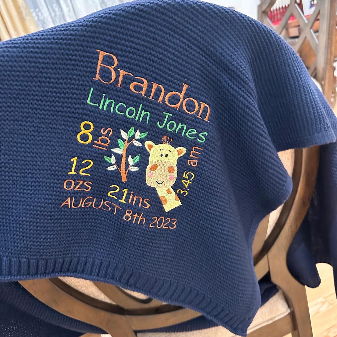 Baby Blanket, Embroidery Baby Birth Stats, Birth Announcement Templates ...
