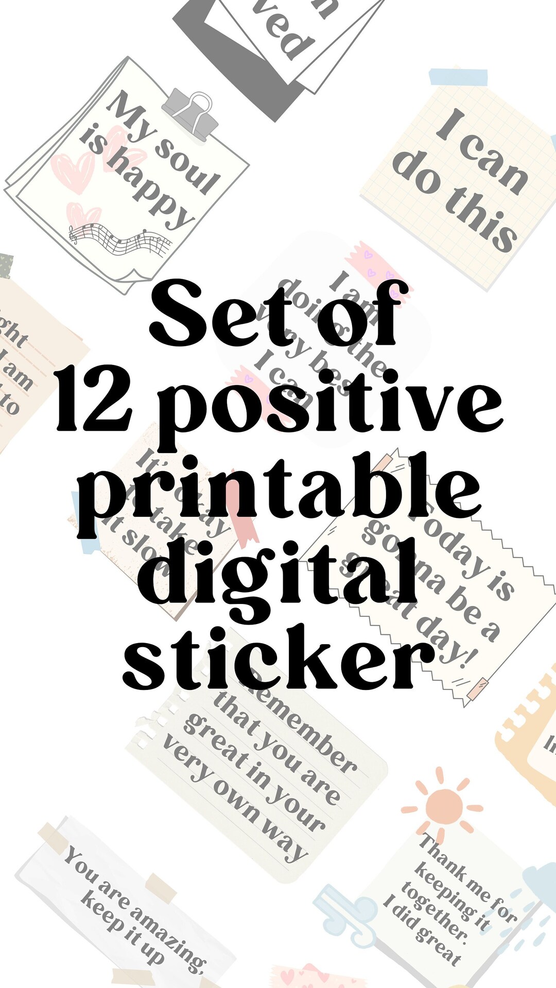 Positive Sticky Notes Png Printable Stickers, Inspirational Png, Mental ...