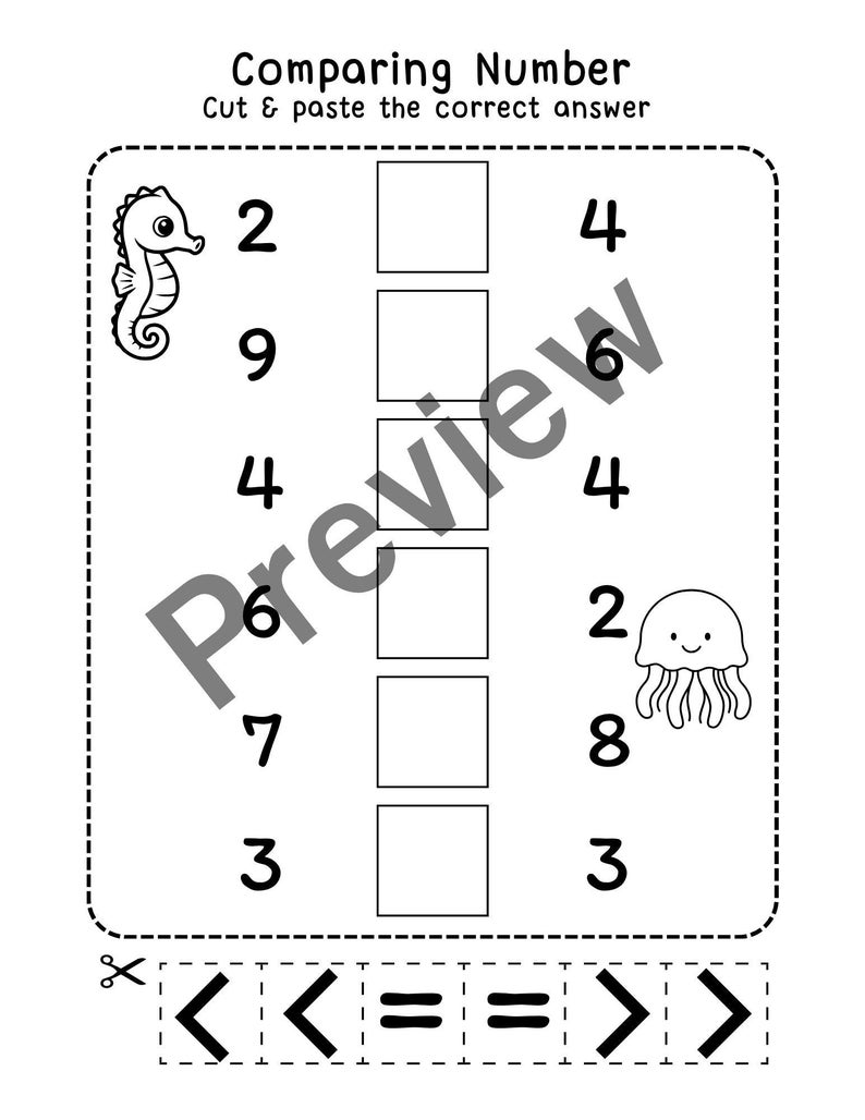 Comparing Numbers Worksheets for Kindergarten | Less Than,greater Than ...