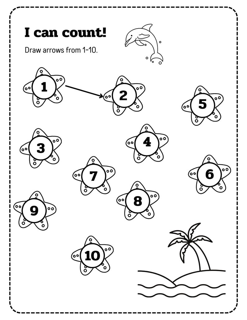 1-10 Summer Counting, Flashcards and Worksheet, Fun Exercises for ...