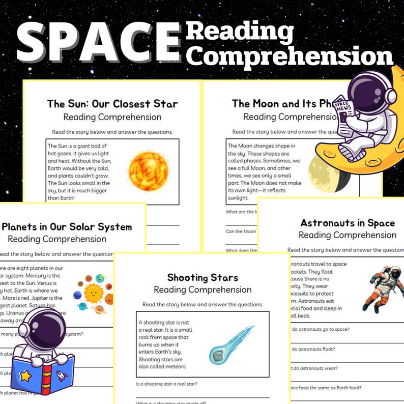 Space Reading Comprehension for Kids, Grade 1-3 - Etsy