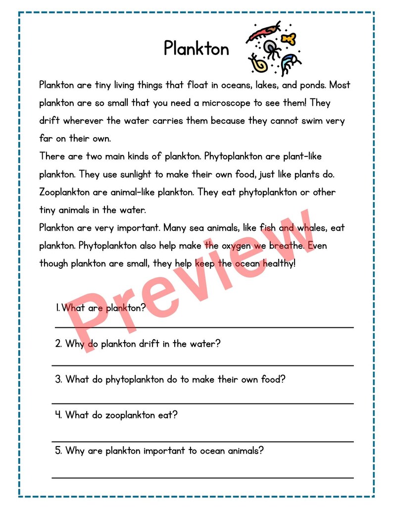 All About Plankton for Kids – Science Reading & Activities - Etsy