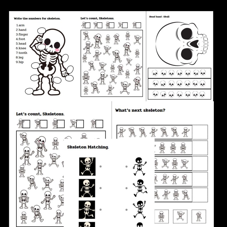 Skeleton Fun Activity and Worksheet, Halloween Activity - Etsy