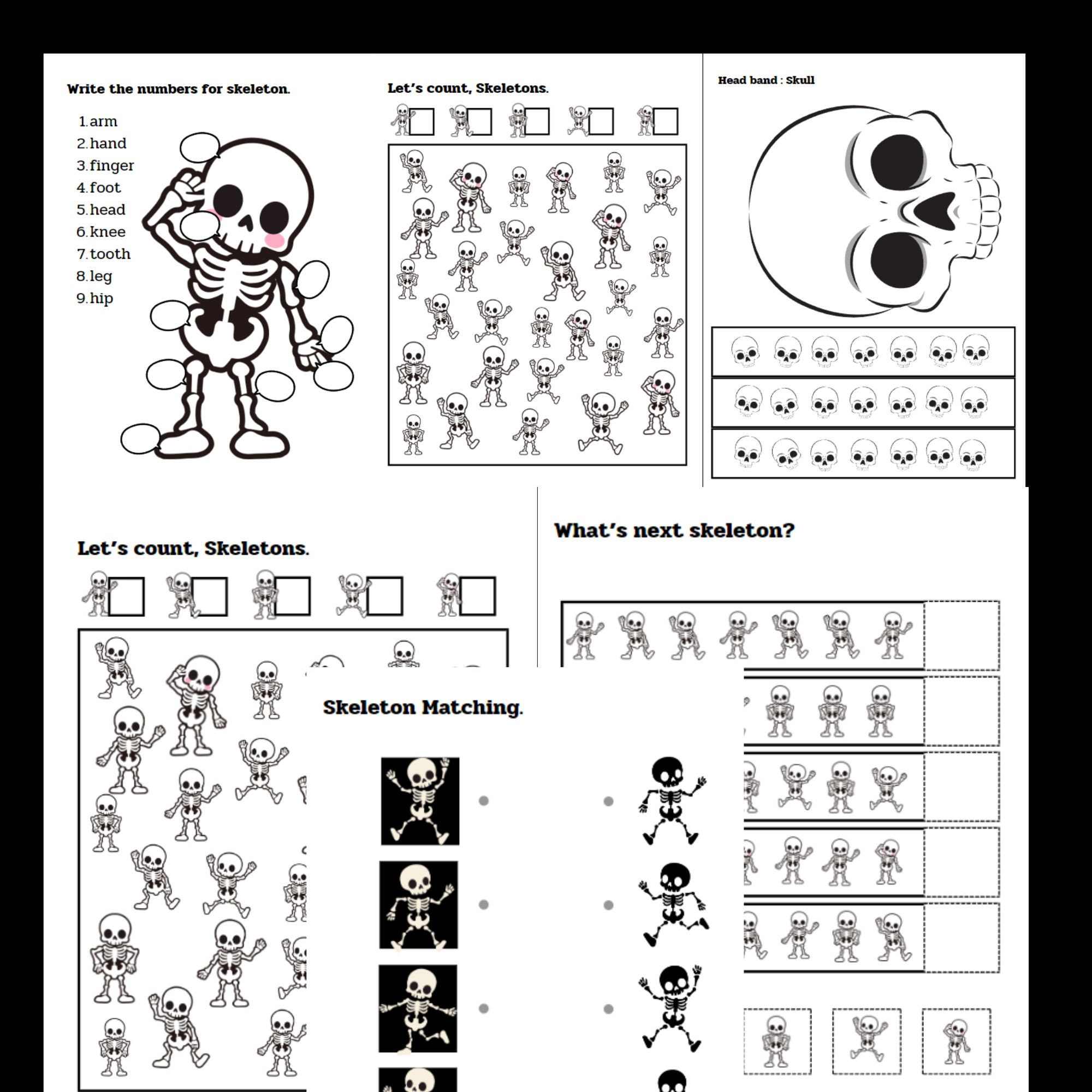 Skeleton Fun Activity and Worksheet, Halloween Activity - Etsy