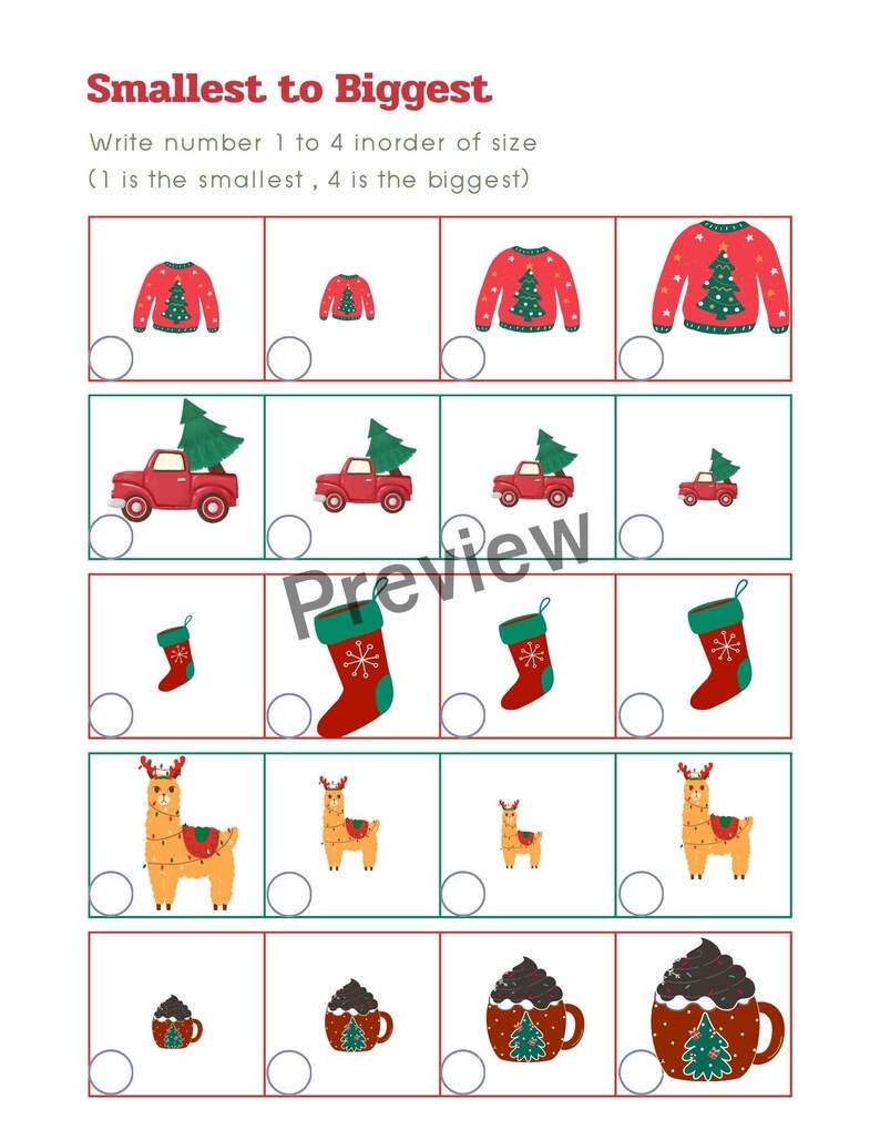 Big or Small, Sorting Activity for Pre-k, K1-2, Christmas Theme - Etsy