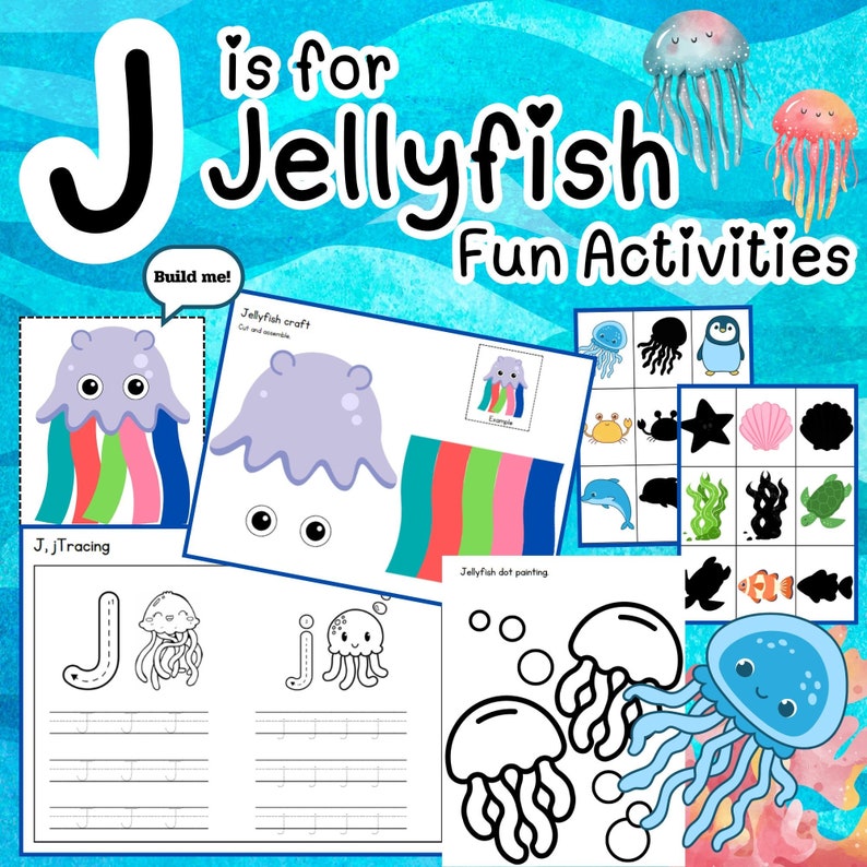Jellyfish Letter J Tracing Activity, Kindergarten Printable (digital ...
