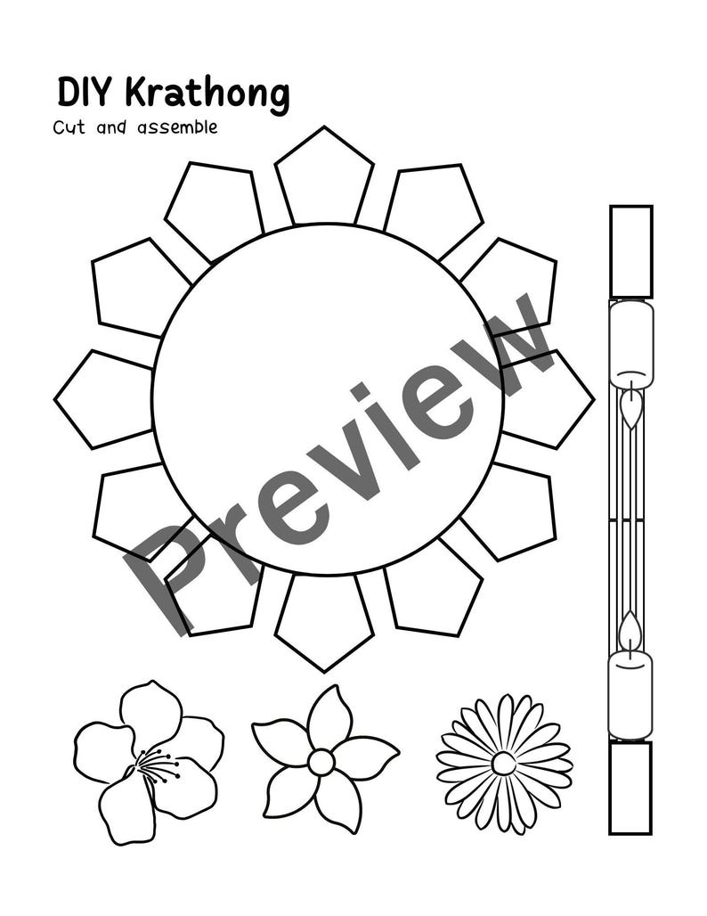 DIY Krathong Printables, Thai Festival Coloring Pages (digital Download ...