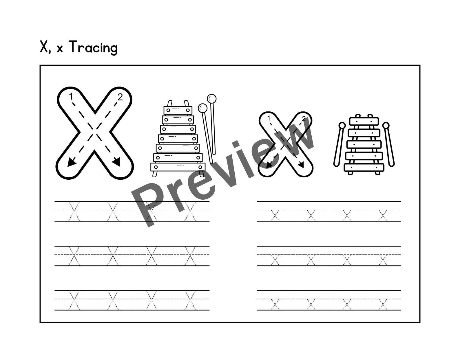 X is for Xylophone, Fun Activity, Letter X, Paper Craft, DIY, Tracing ...