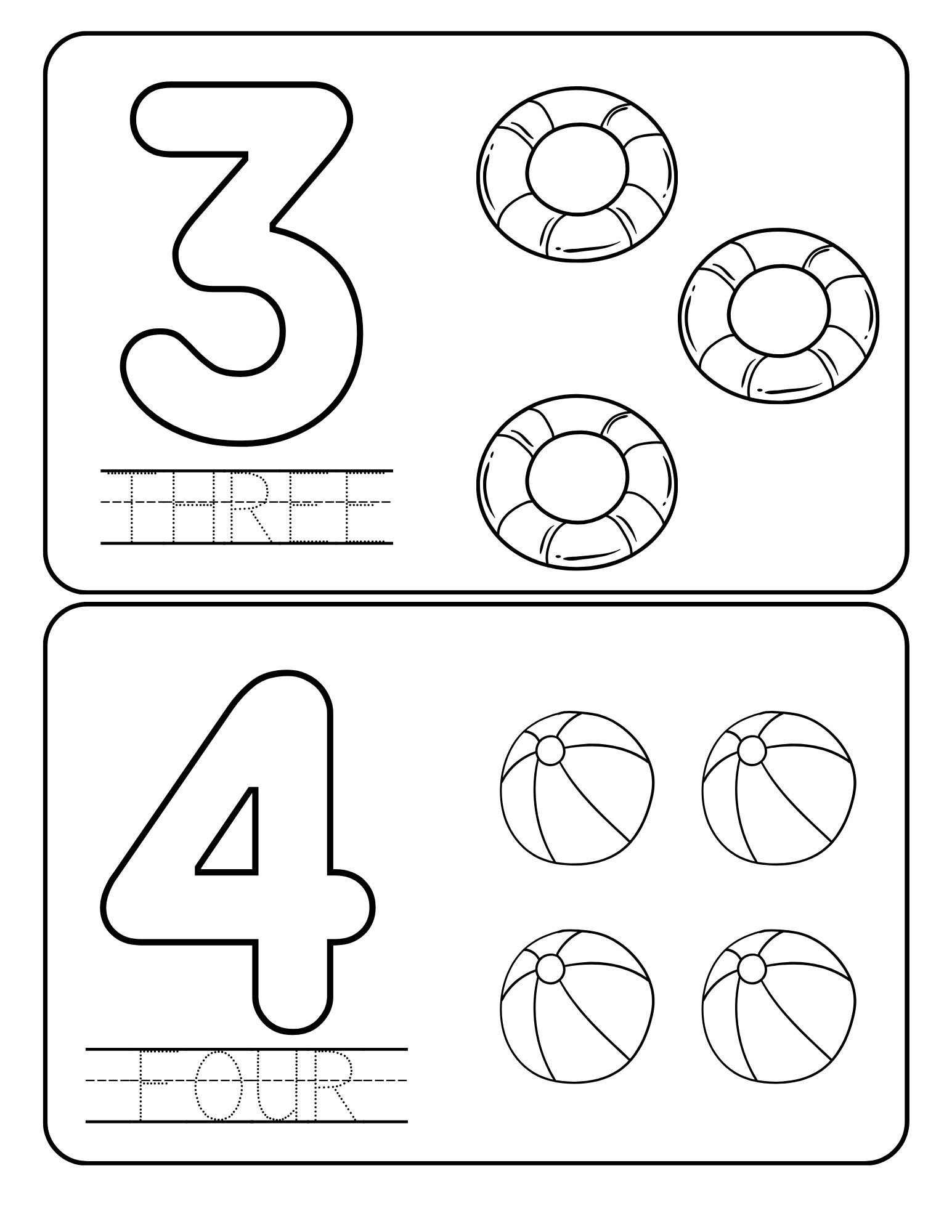 1-10 Summer Counting, Flashcards and Worksheet, Fun Exercises for ...