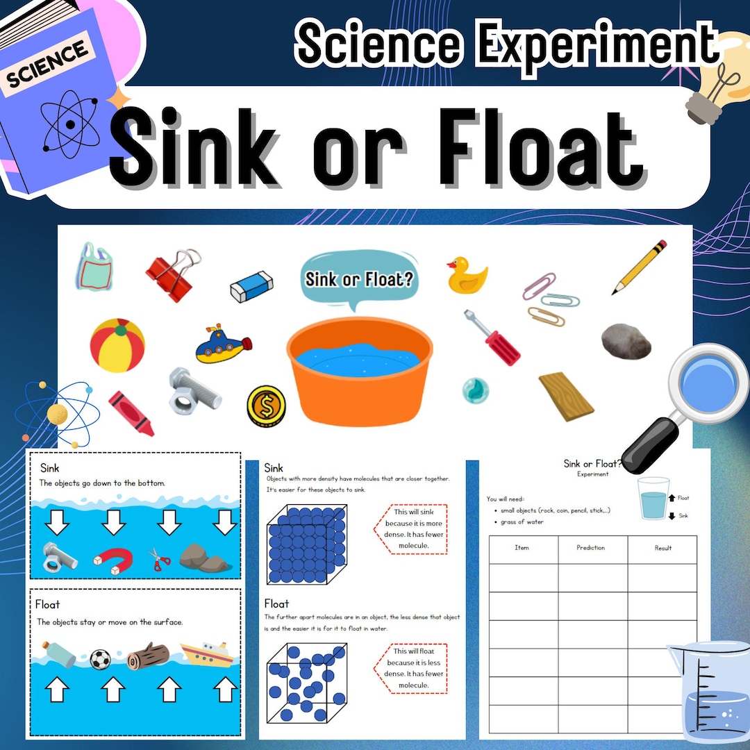 Sink or Float Science Experiment, Fun Activity With Worksheets - Etsy