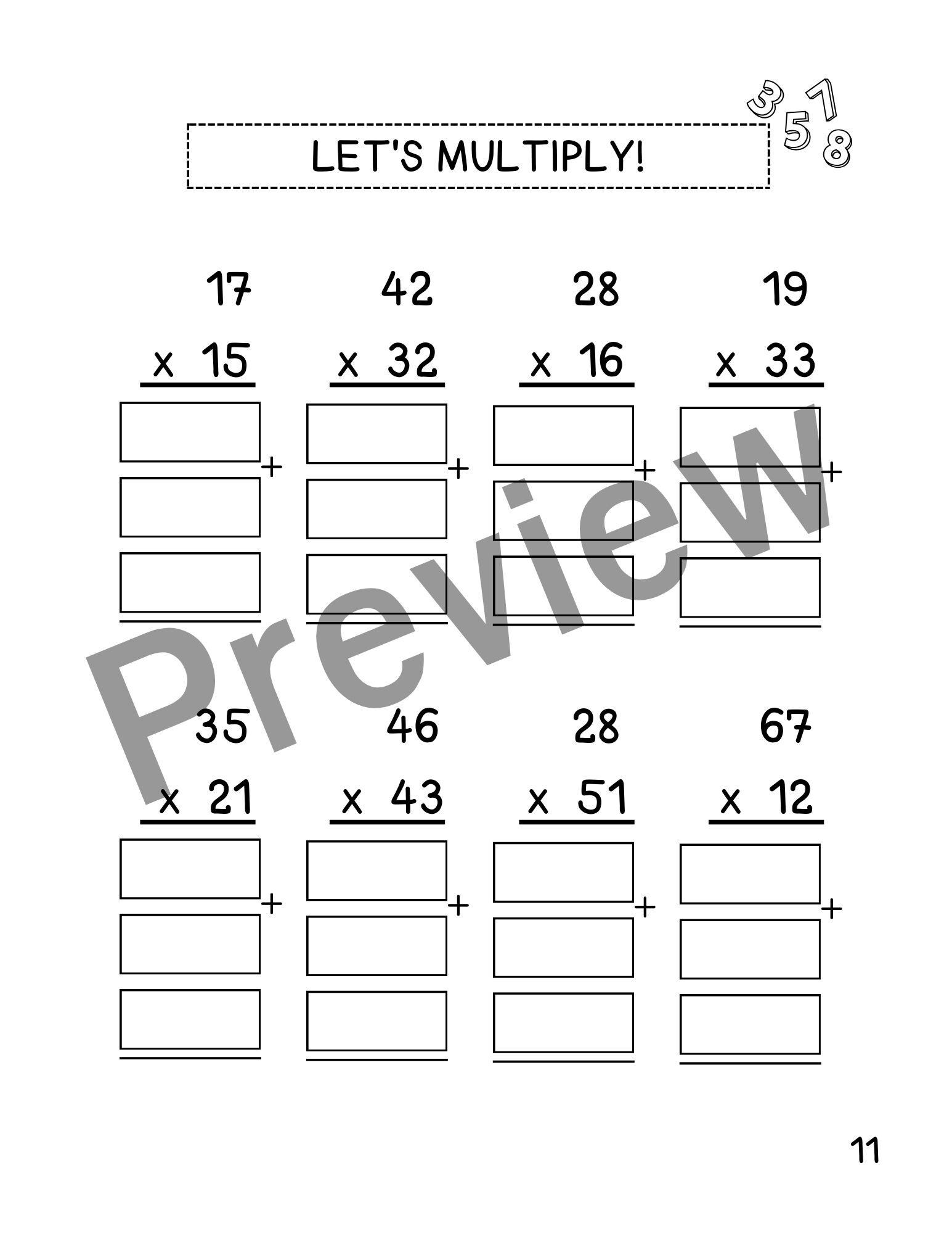 Multiplication Worksheet, 2-digit Multiplication Practising for Grade2 ...