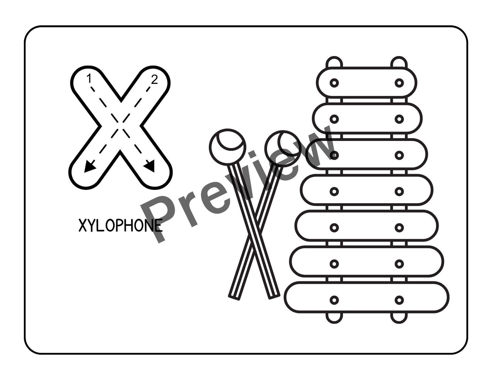X is for Xylophone, Fun Activity, Letter X, Paper Craft, DIY, Tracing ...