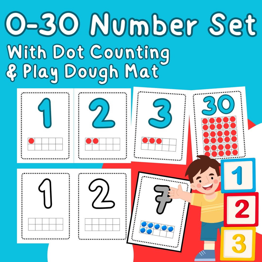 0–30 Number Poster With Dot Counting & Play Dough Mats - Etsy