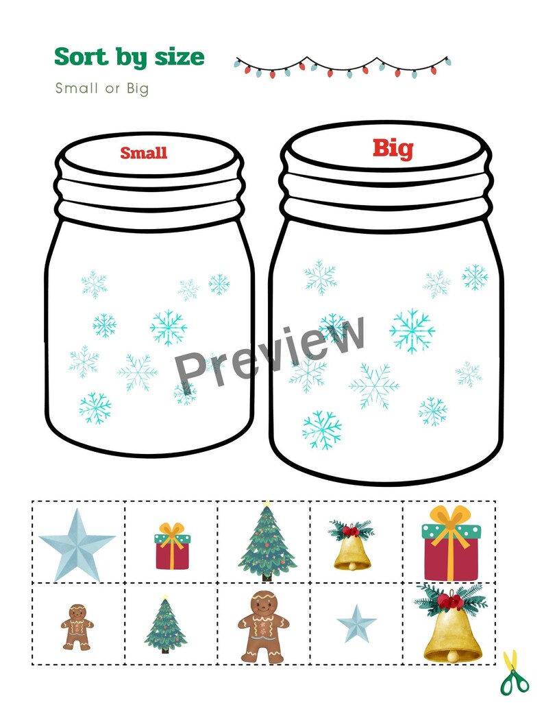 Big or Small, Sorting Activity for Pre-k, K1-2, Christmas Theme - Etsy