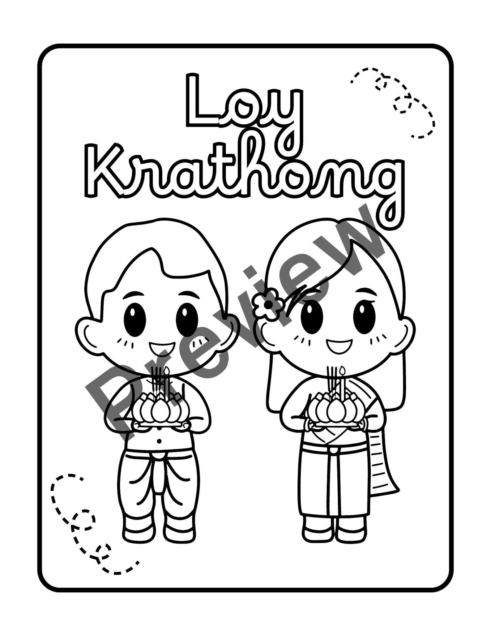 DIY Krathong Printables, Thai Festival Coloring Pages (digital Download ...
