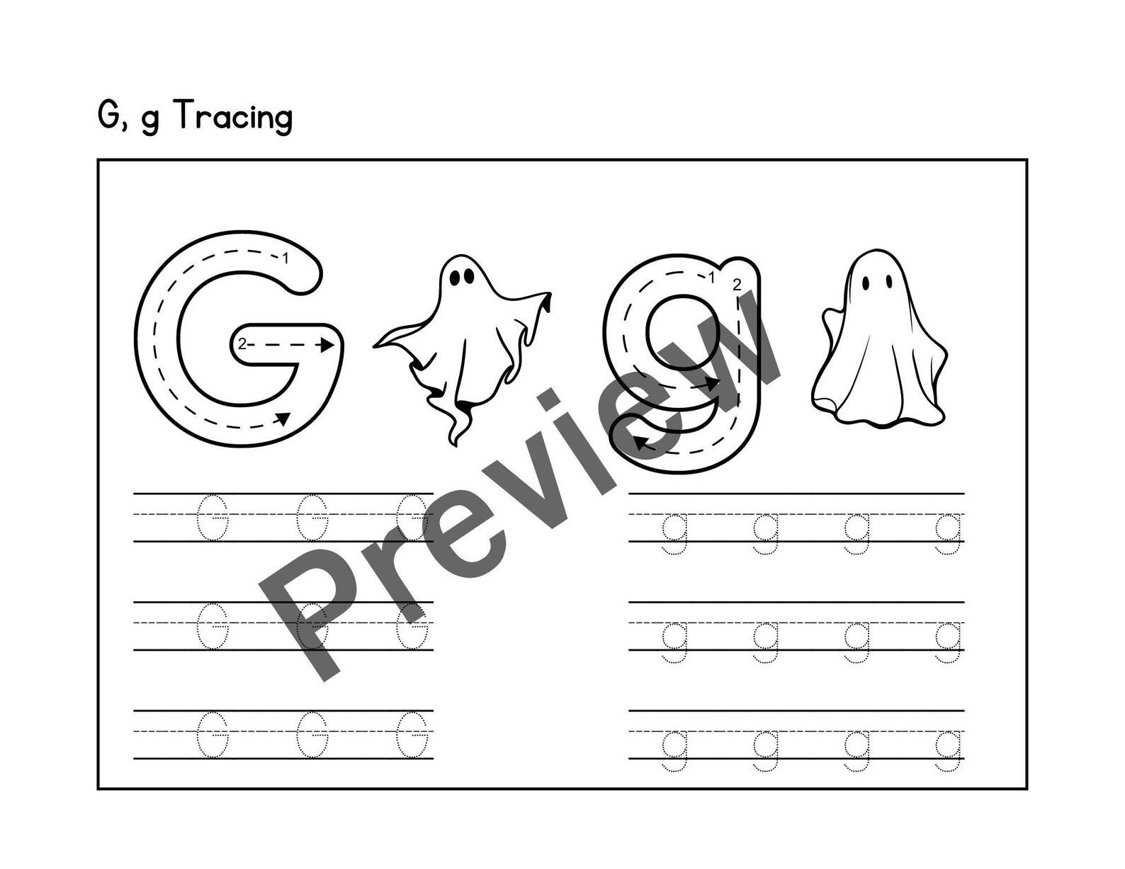 G is for Ghost, Fun Activity, Letter Gg, Paper Craft, DIY, Tracing ...