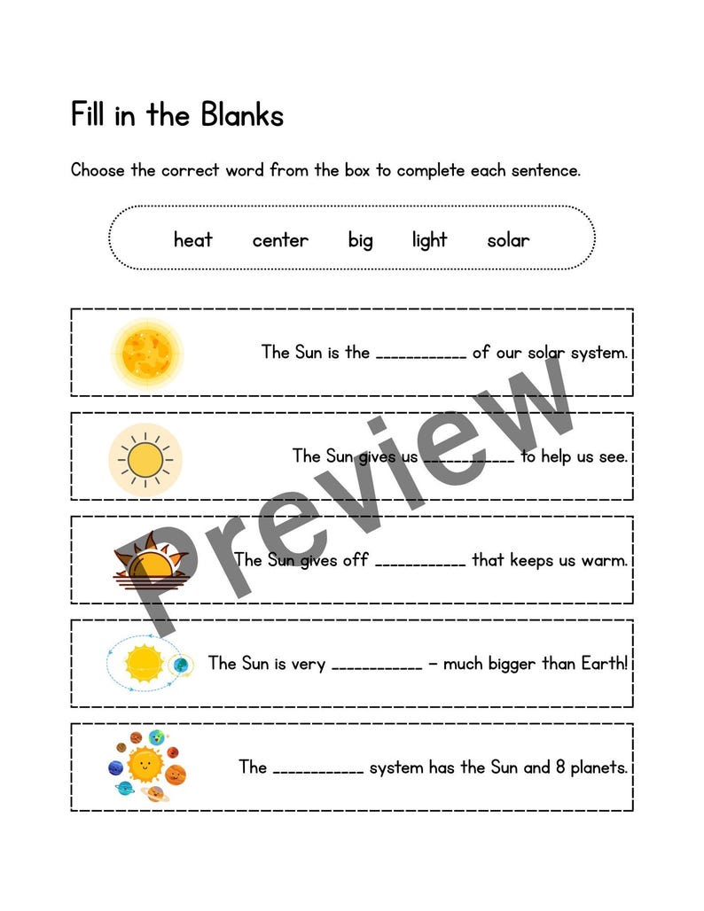 All About the Sun – Science Activities for Kids, Worksheets, Facts ...