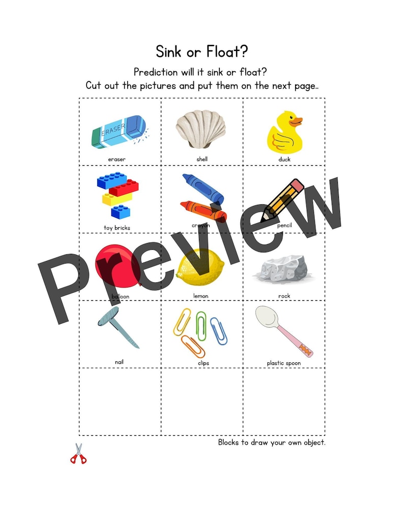 Sink or Float Science Experiment, Fun Activity With Worksheets - Etsy