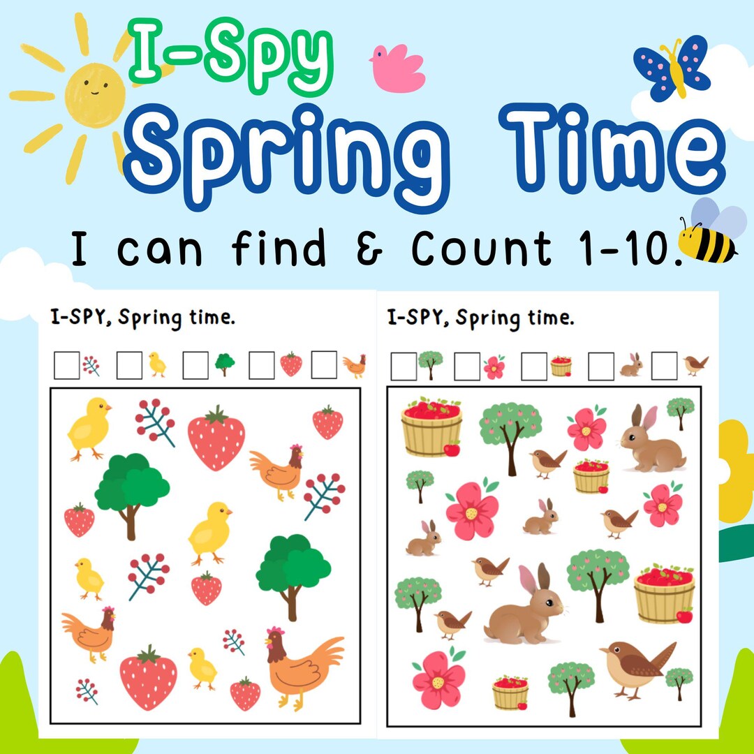I-SPY Spring Time, Count 1-10, Math for Kids, Fun Activity - Etsy